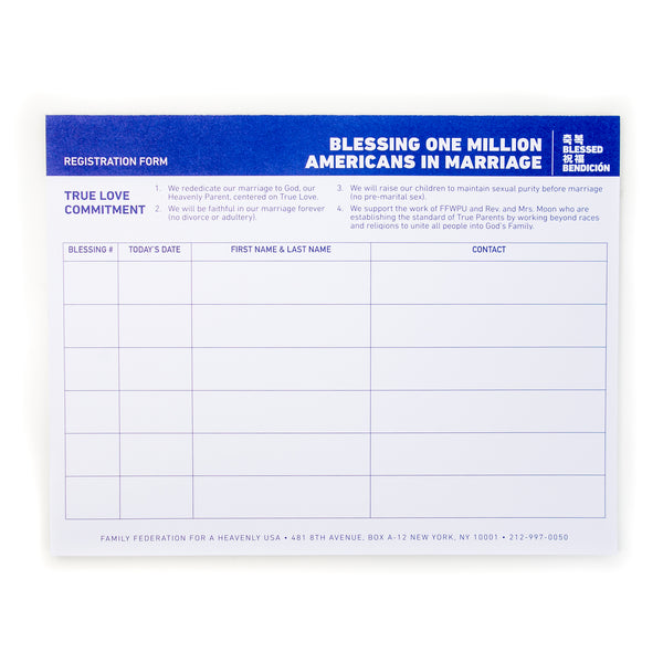 Blessing Registration Form – FAMILY FED STORE